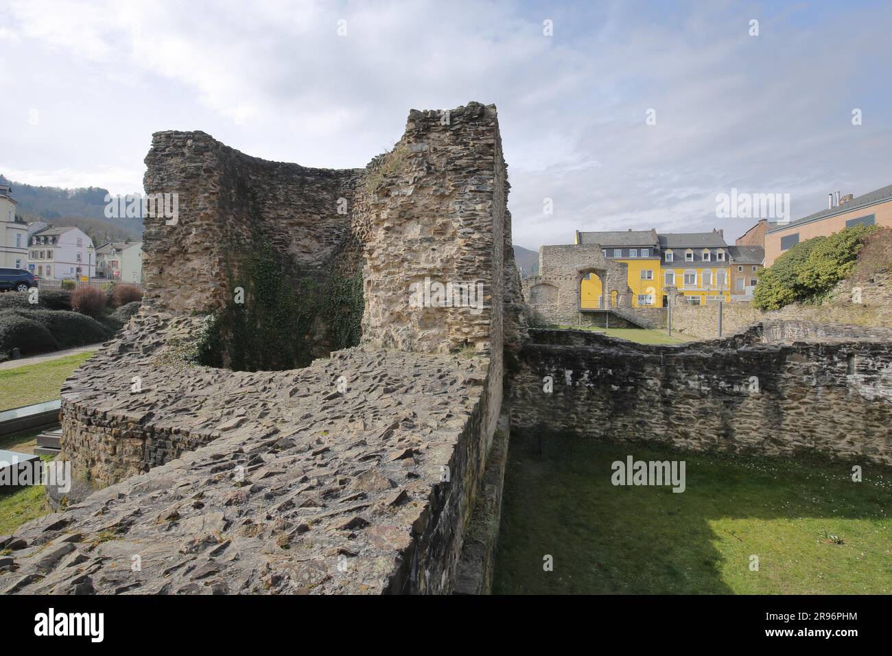 Roman fort in Boppard, town fortification, stone wall, Rhineland ...