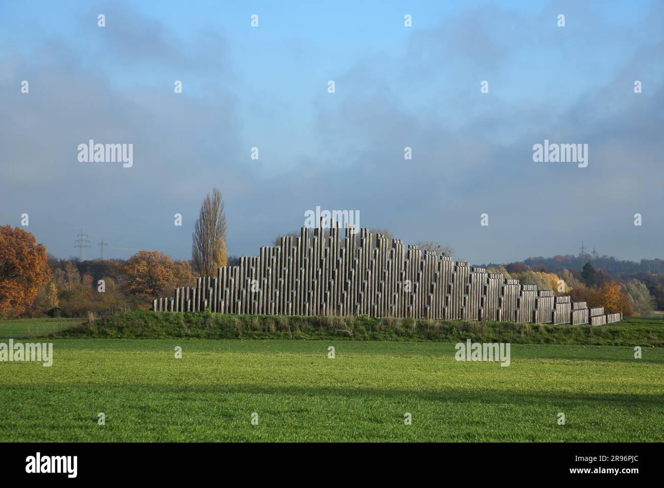 Pole pyramid, Rhine-Main Regional Park, Rhine, Main, Dreieich, Hesse ...