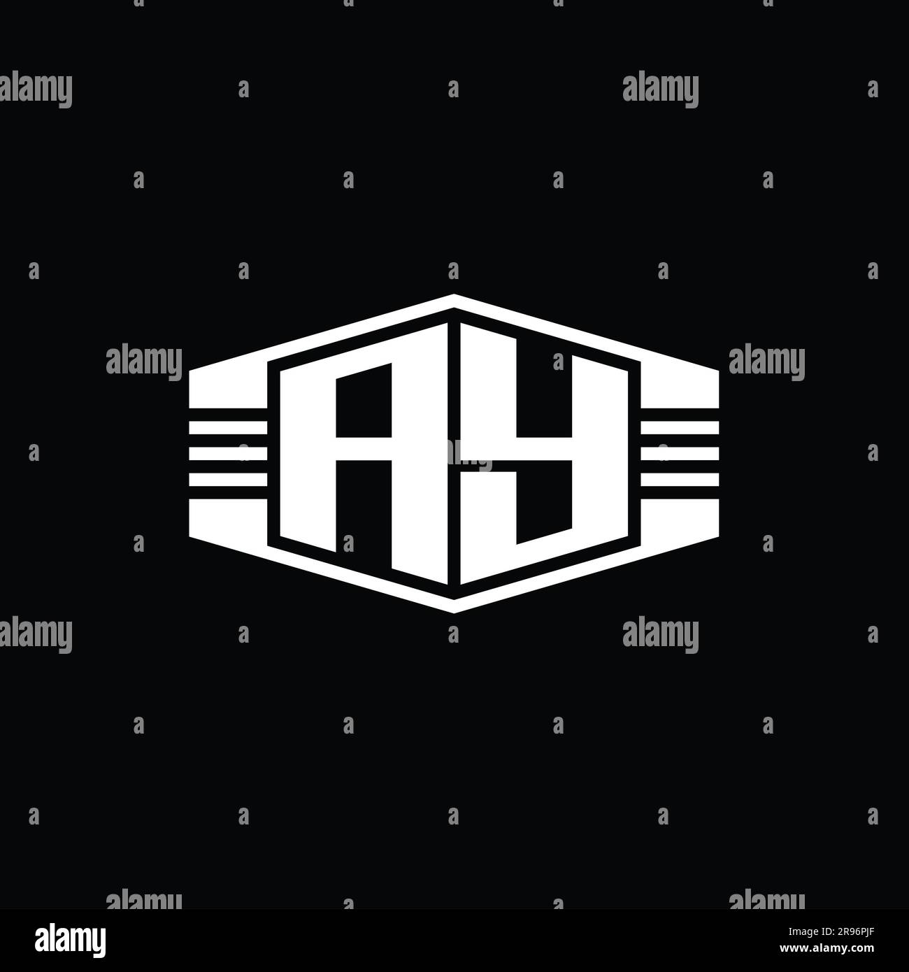 AY Letter Logo monogram hexagon emblem shape with stripes outline style ... AY Letter Logo monogram hexagon emblem shape with stripes outline style ...
