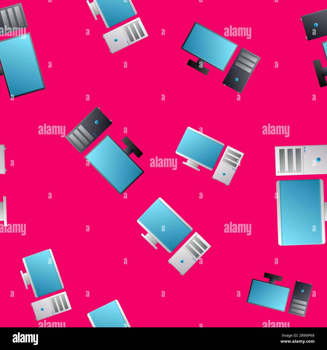 Computer Desktop icon Vector Illustration. PC Flat Sign. Seamless ...