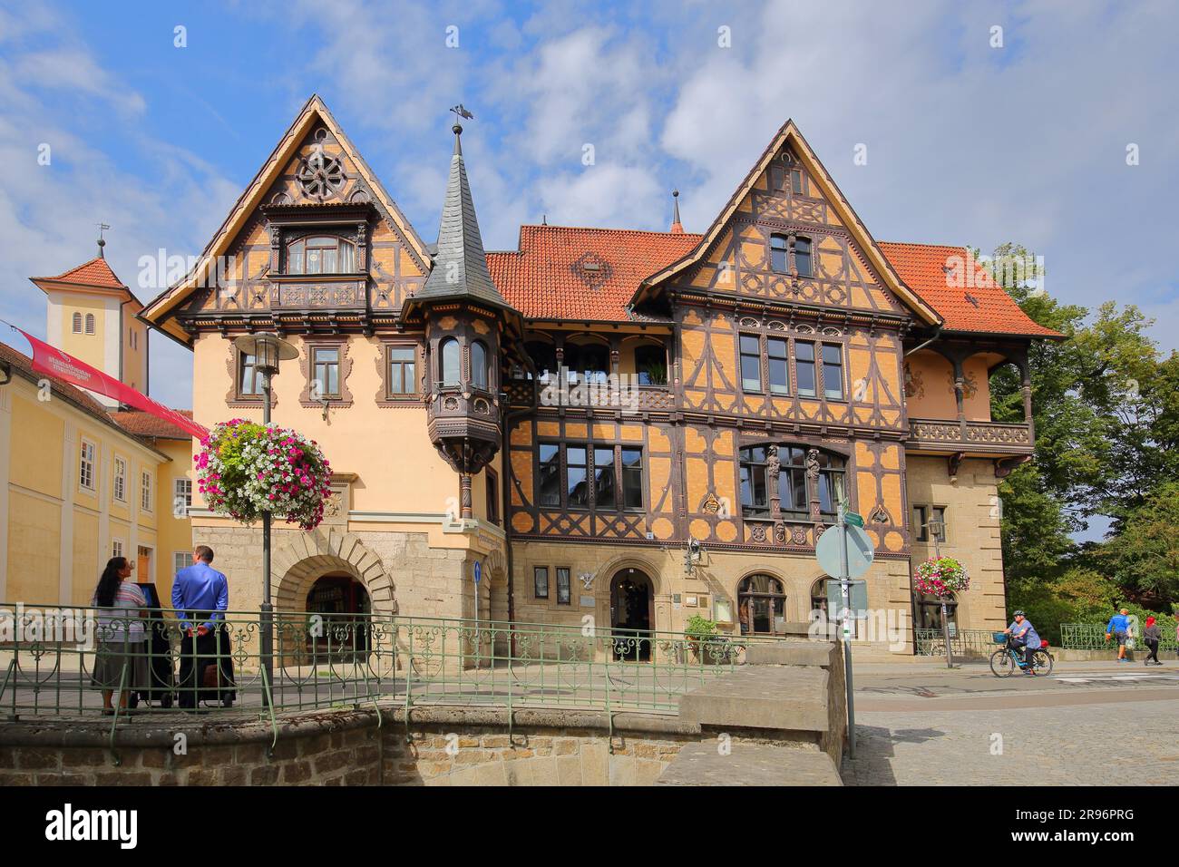 Half-timbered house with bay window and ornaments Henneberger Haus ...