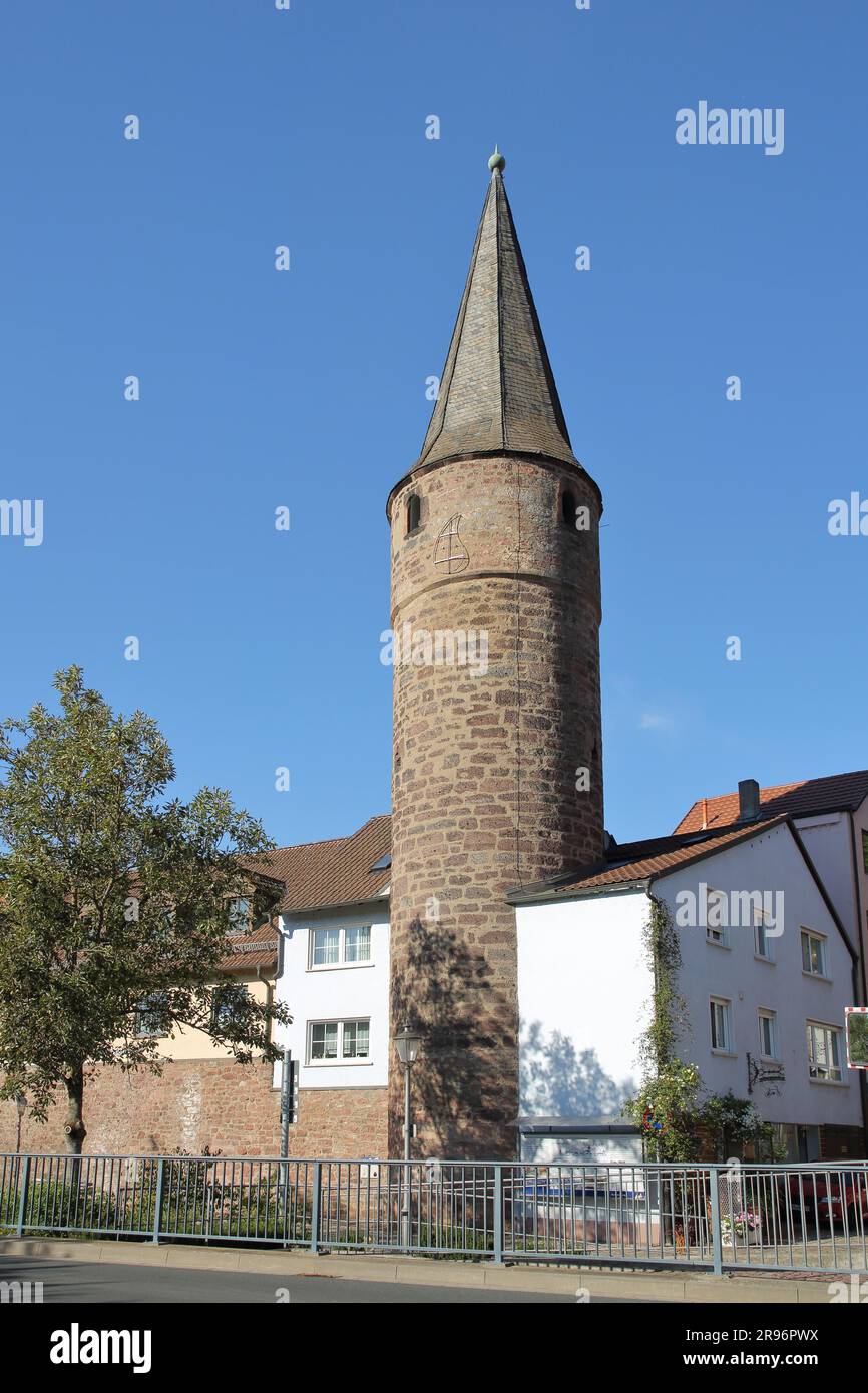 Historic owl tower built ca. 15th century, Middle Ages, Gemuenden, Main ...