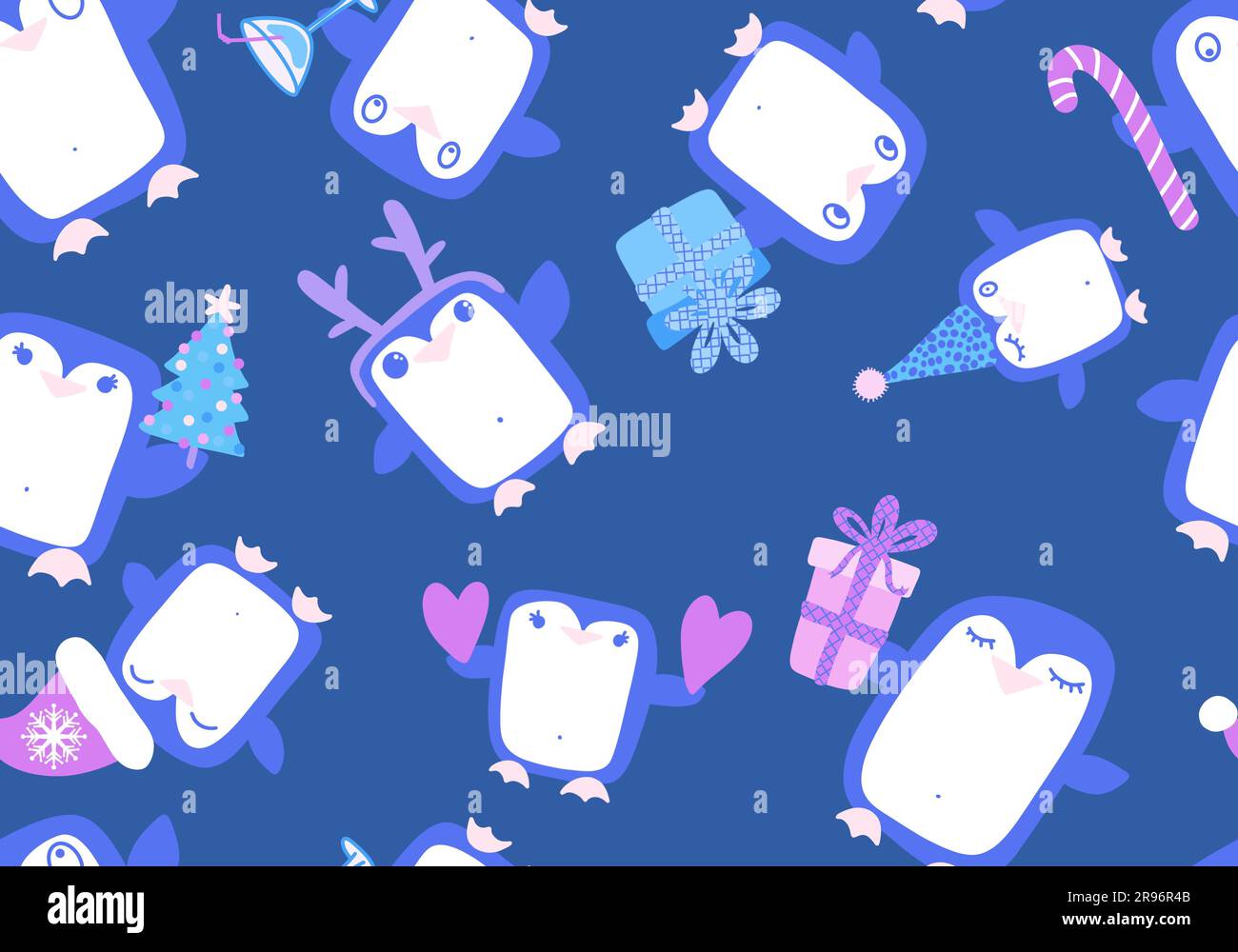 Christmas animals seamless penguin pattern for wrapping paper and ...