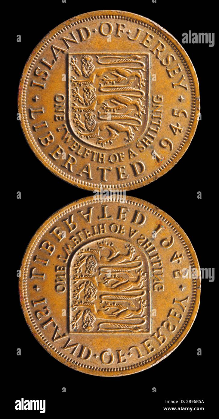 1945 one twelth of a shilling featuring a crowned portrait of George VI ...