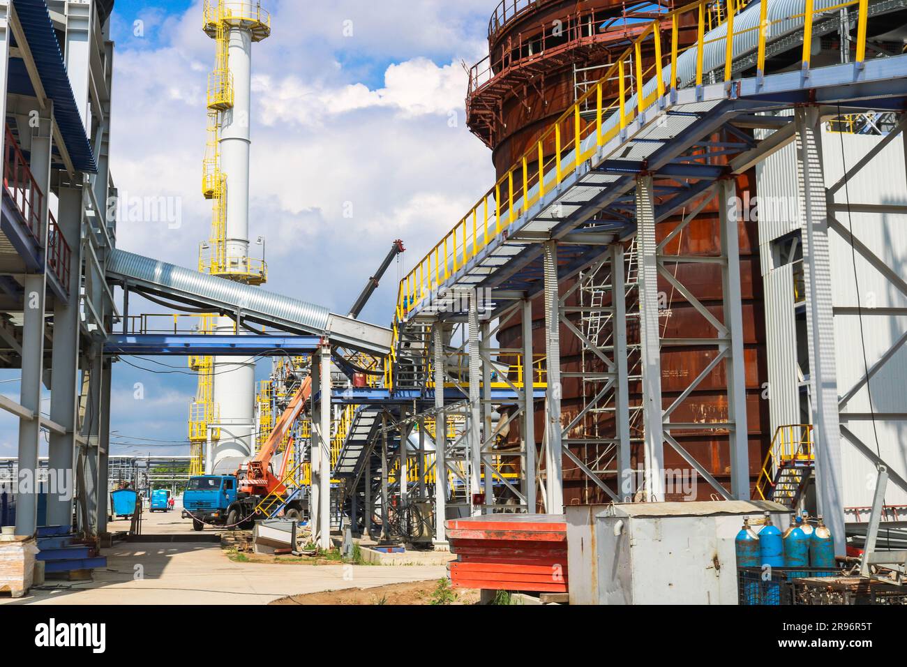 A large powerful industrial installation at an oil refining ...