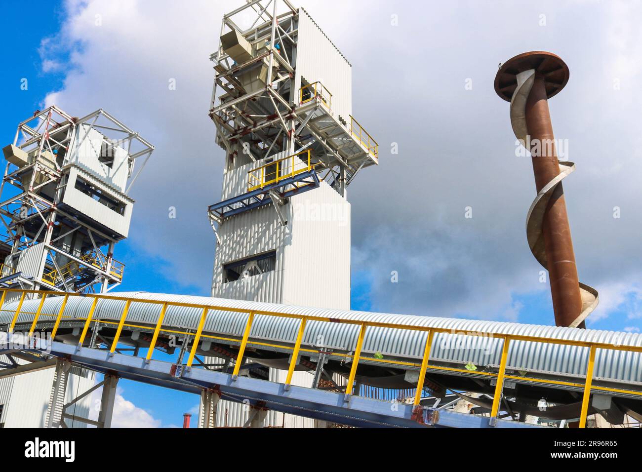 Metal iron structures, industrial production with a conveyor, a drill ...