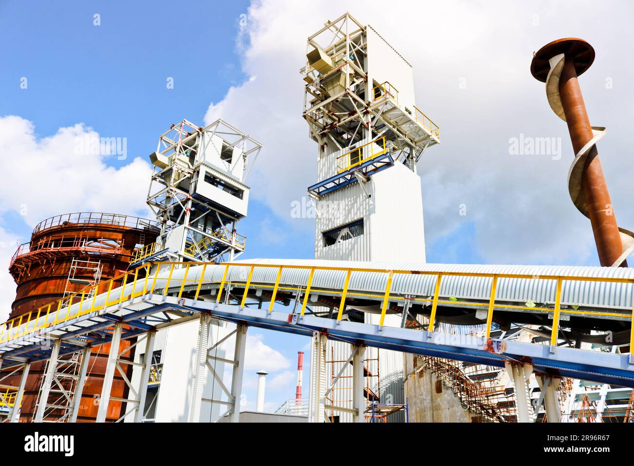 Metal iron structures, industrial production with a conveyor, a drill ...