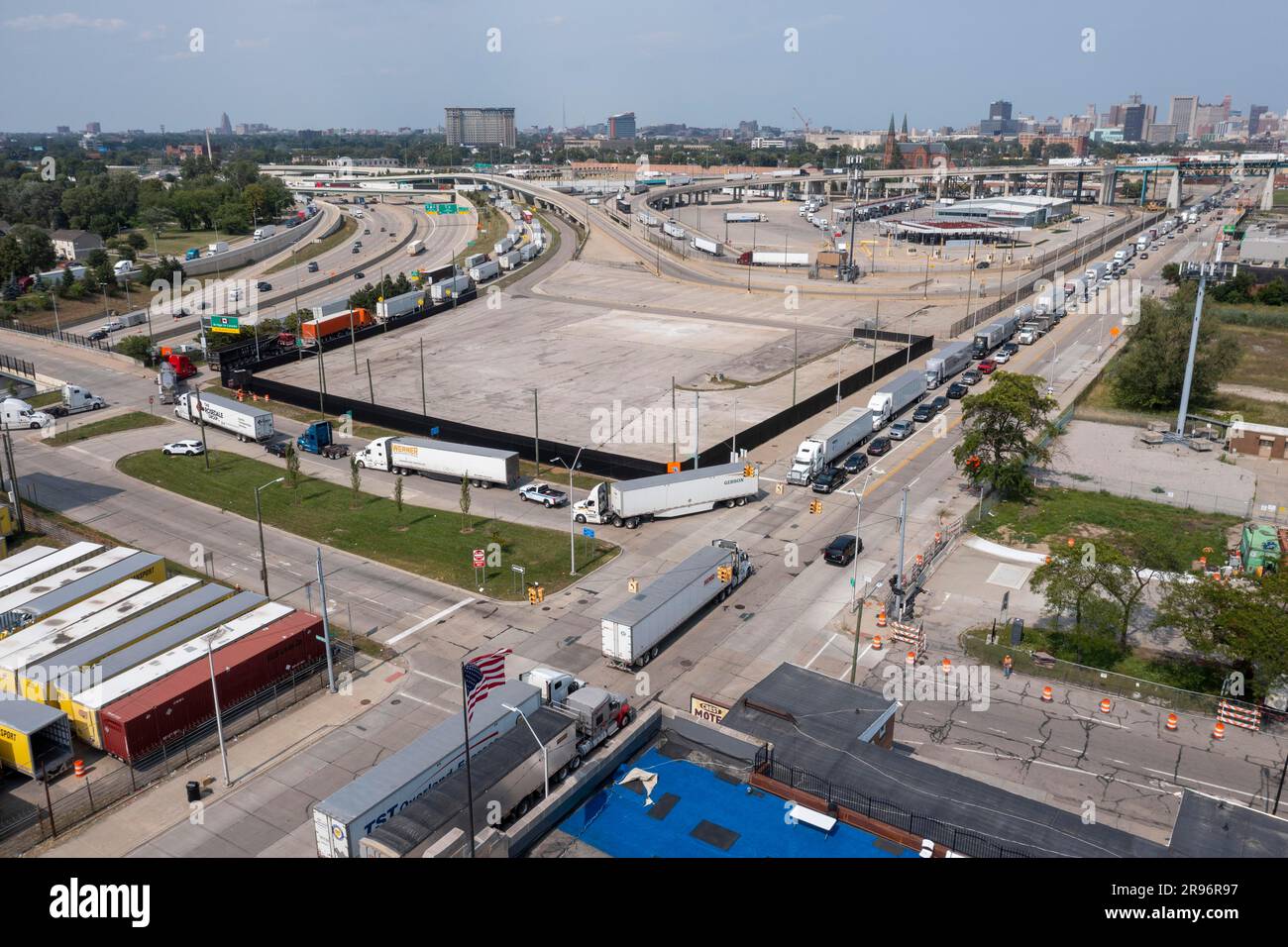 Detroit, Michigan USA, 6 August 2021, A strike of Canadian customs ...