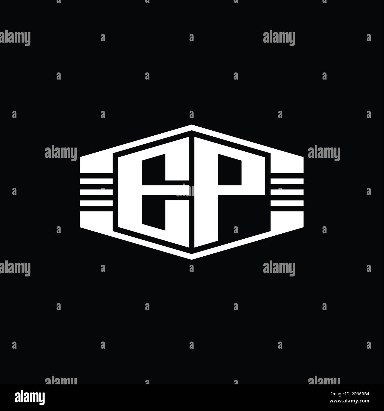 EP Letter Logo monogram hexagon emblem shape with stripes outline style ... EP Letter Logo monogram hexagon emblem shape with stripes outline style ...