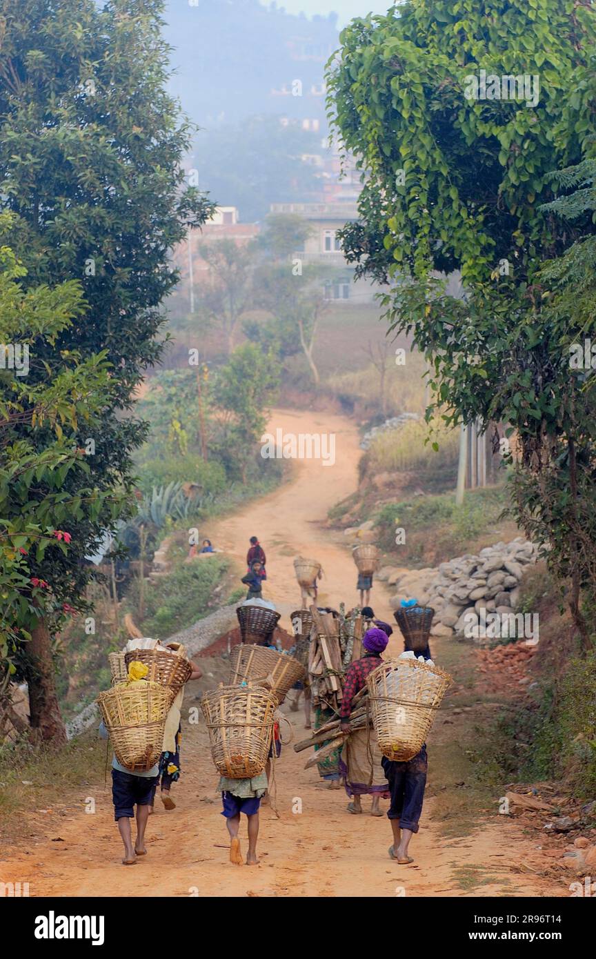 Women carrying loads, Gorka area, Nepal Stock Photo - Alamy