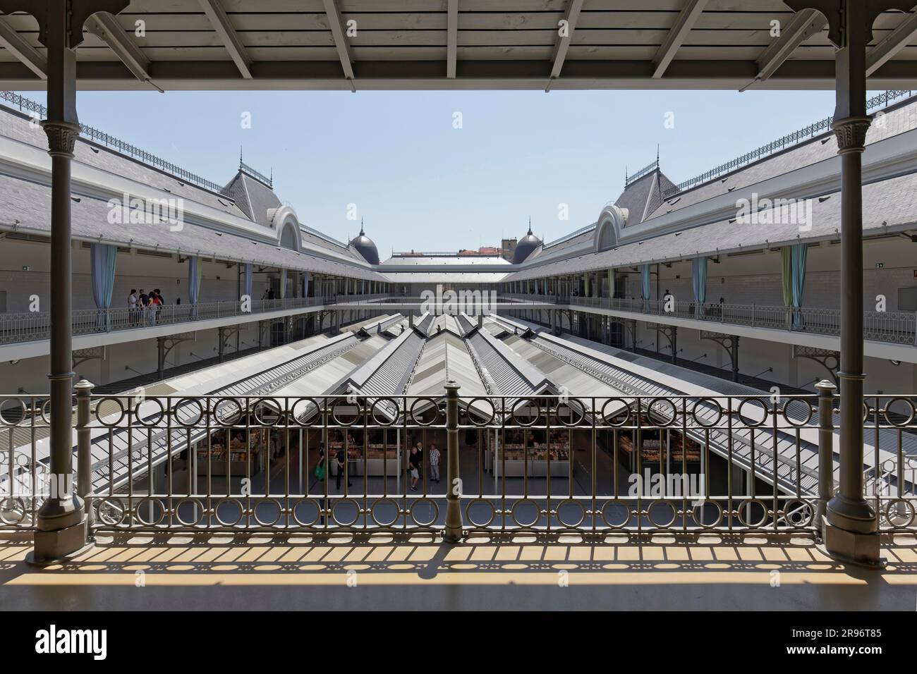 Mercado do Bolhao, view over the roofs of the market stalls, historic ...