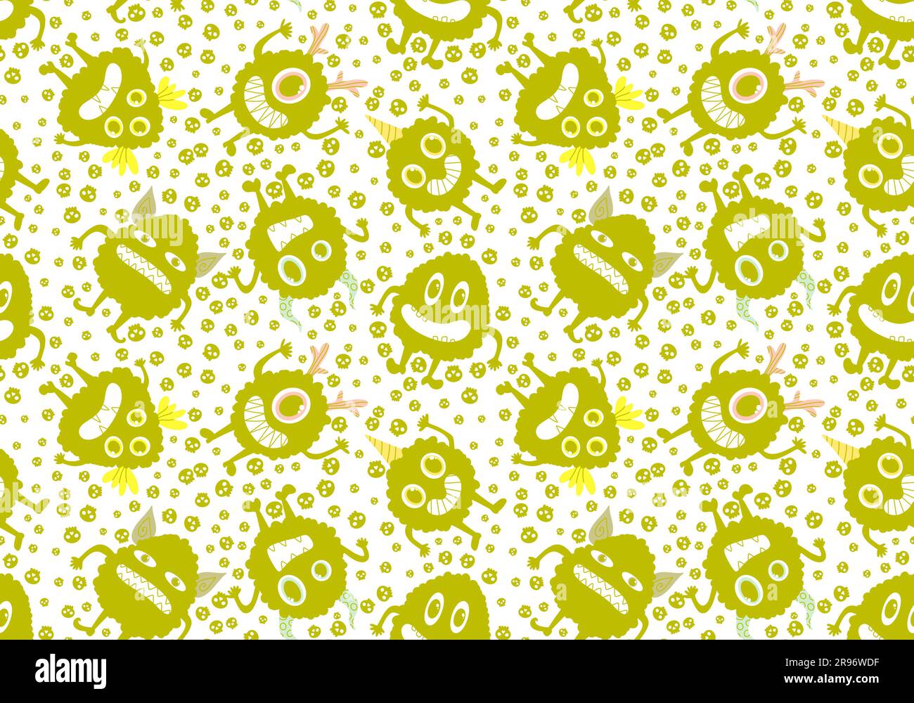 Cartoon monsters seamless emoticons aliens pattern for kids clothes ...