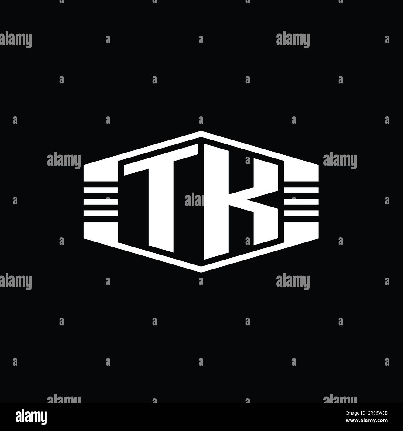 TK Letter Logo monogram hexagon emblem shape with stripes outline style ... TK Letter Logo monogram hexagon emblem shape with stripes outline style ...