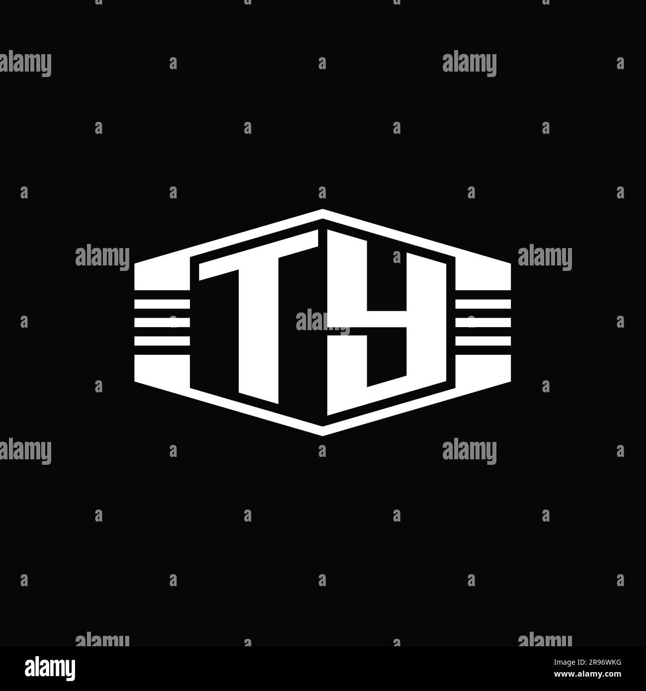 TY Letter Logo monogram hexagon emblem shape with stripes outline style ...