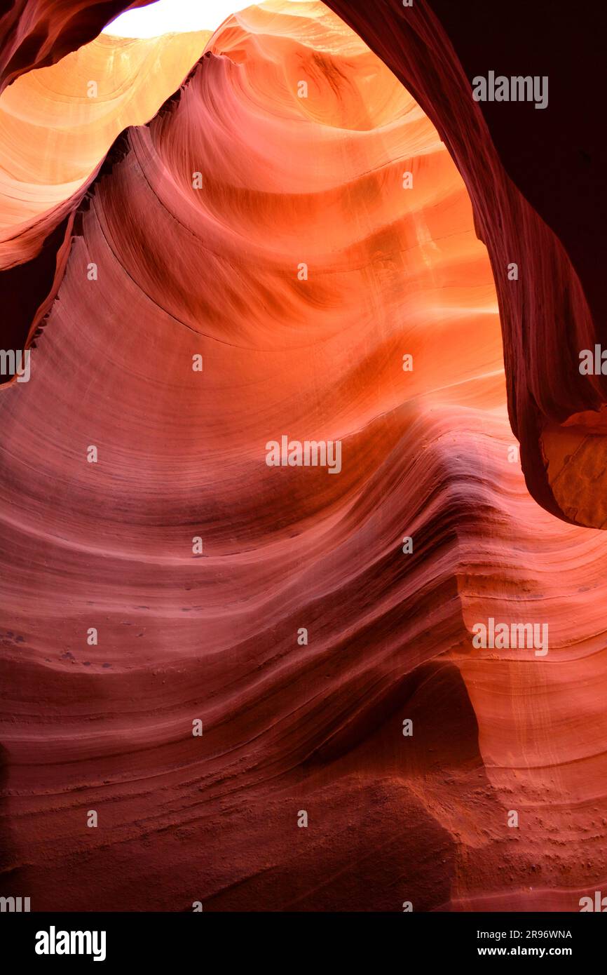 inside the colorful red sandstone walls of lower antelope canyon, near ...