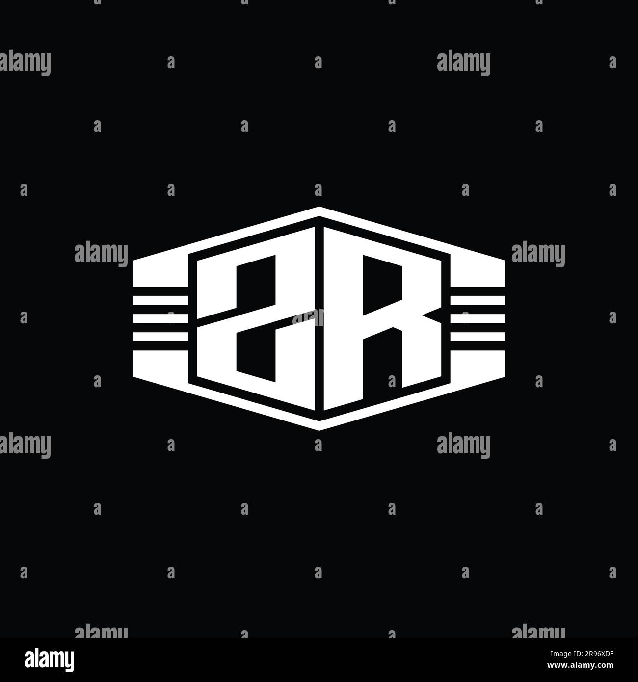 ZR Letter Logo monogram hexagon emblem shape with stripes outline style ... ZR Letter Logo monogram hexagon emblem shape with stripes outline style ...