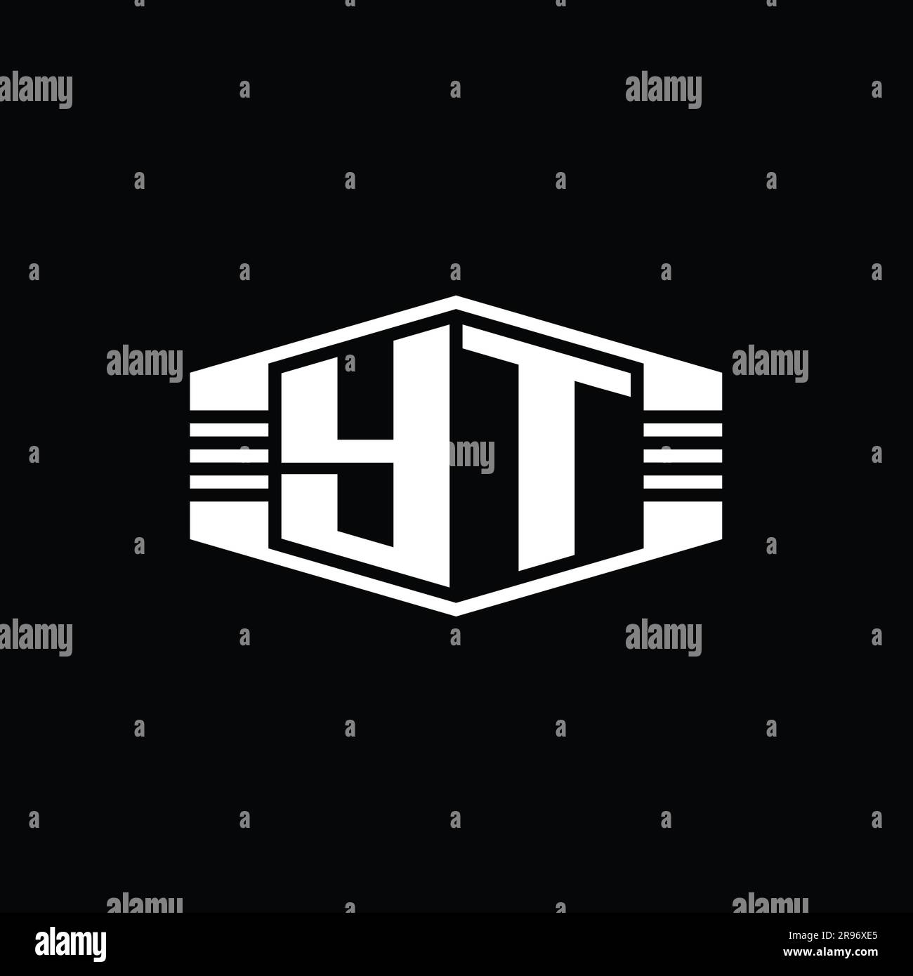 YT Letter Logo monogram hexagon emblem shape with stripes outline style design template Stock ...