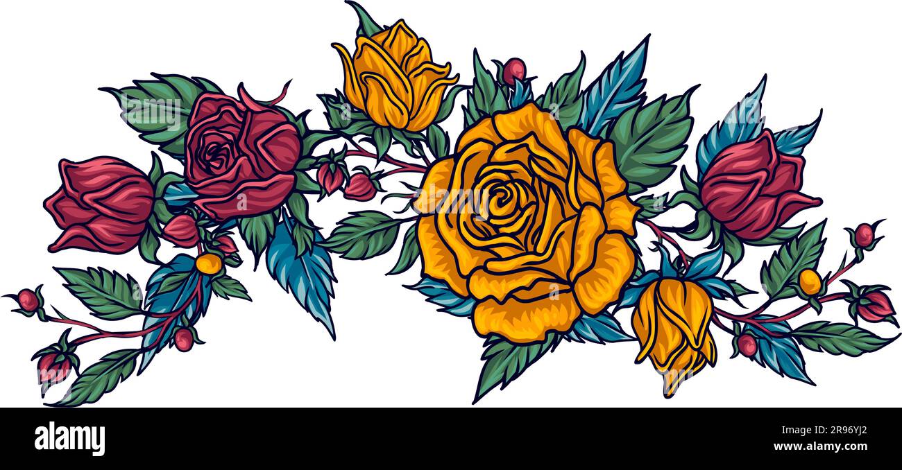 wild and garden roses. select individual objects. Leaves, flowers ...