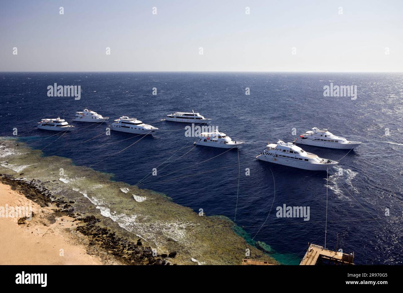 Dive boats on the reef, Brother Islands, Red Sea, Egypt Stock Photo - Alamy