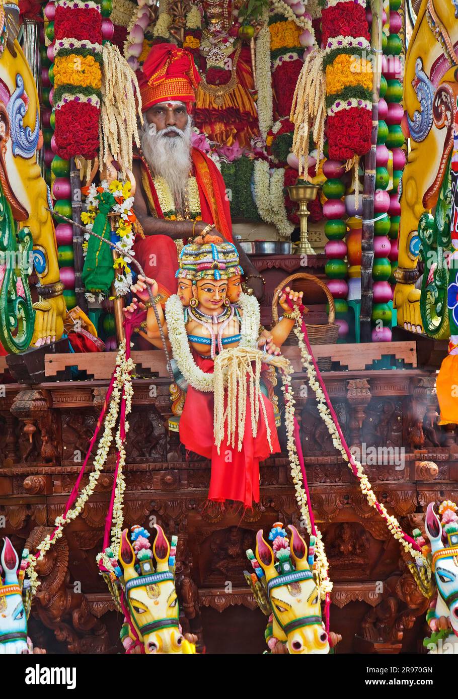 Priest Arumugam Paskaran at the main festival day during the big ...