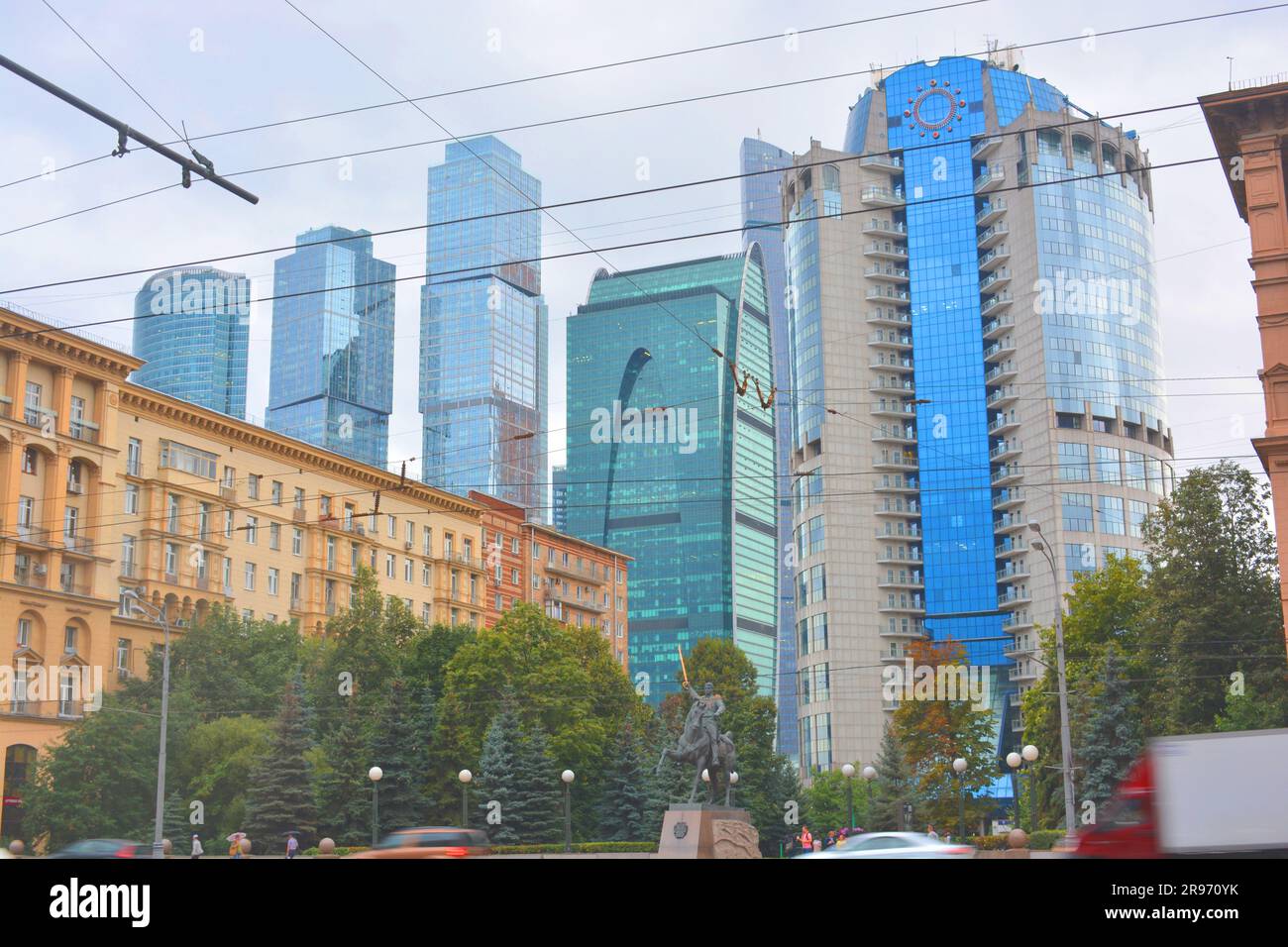 old soviet buildings and modern skyscrapers moscow russia Stock Photo ...