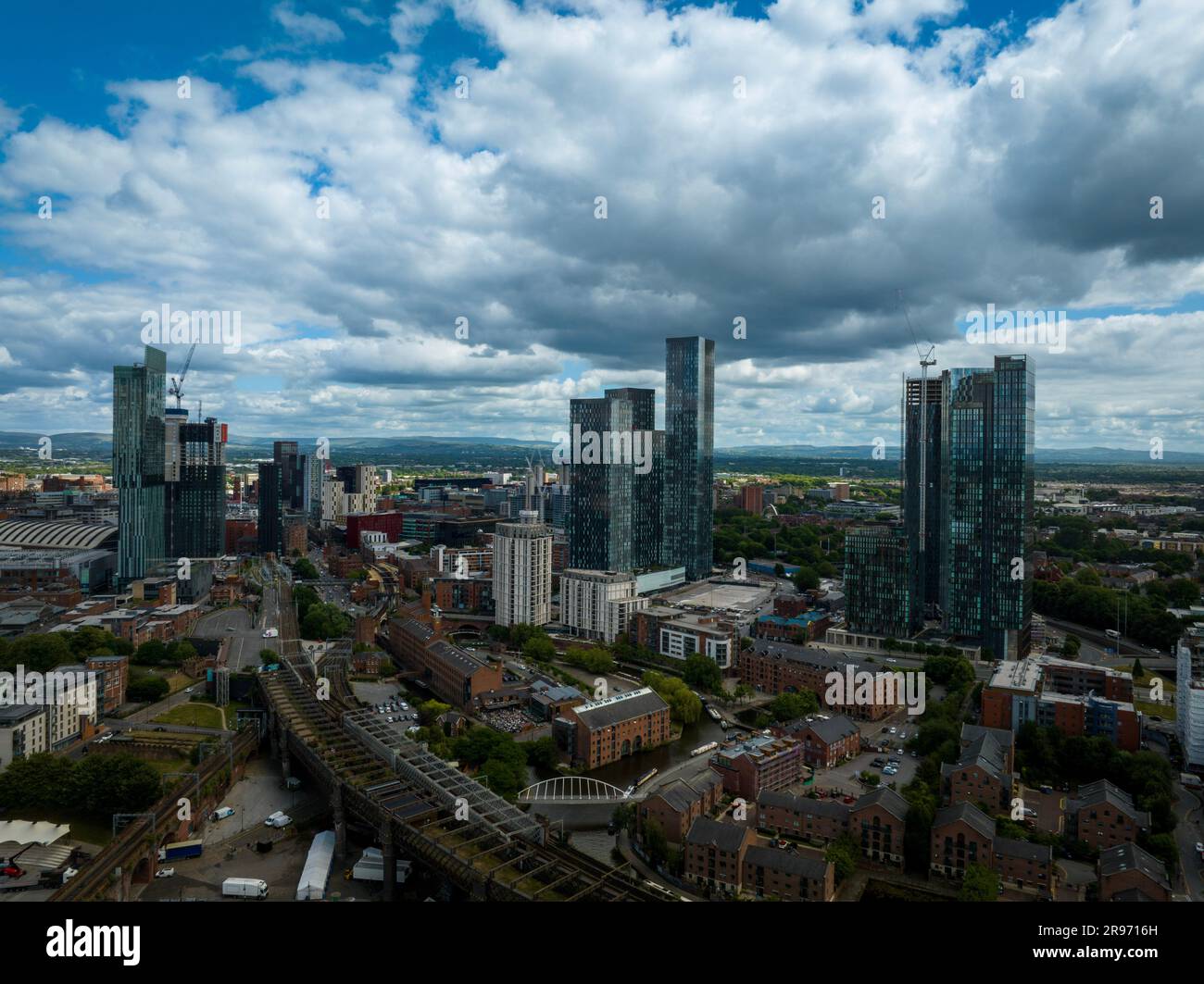 Aerial view manchester city centre hi-res stock photography and images ...