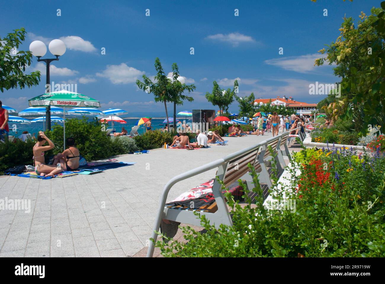 Beach promenade, Selce, Kvarner Gulf Bay, Croatia Stock Photo - Alamy
