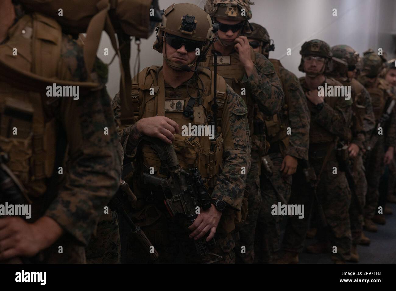 U.S. Marines with Battalion Landing Team 2/1, 31st Marine Expeditionary ...