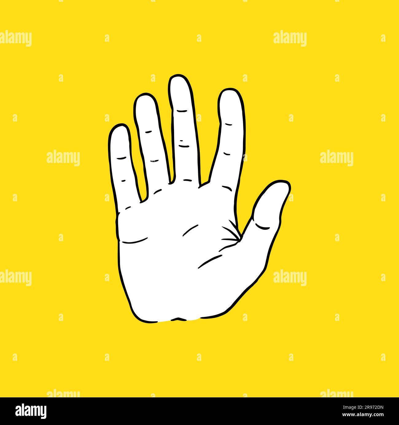 Five Fingers Hand Sign. Detailed Drawing - vector. Vector illustration ...