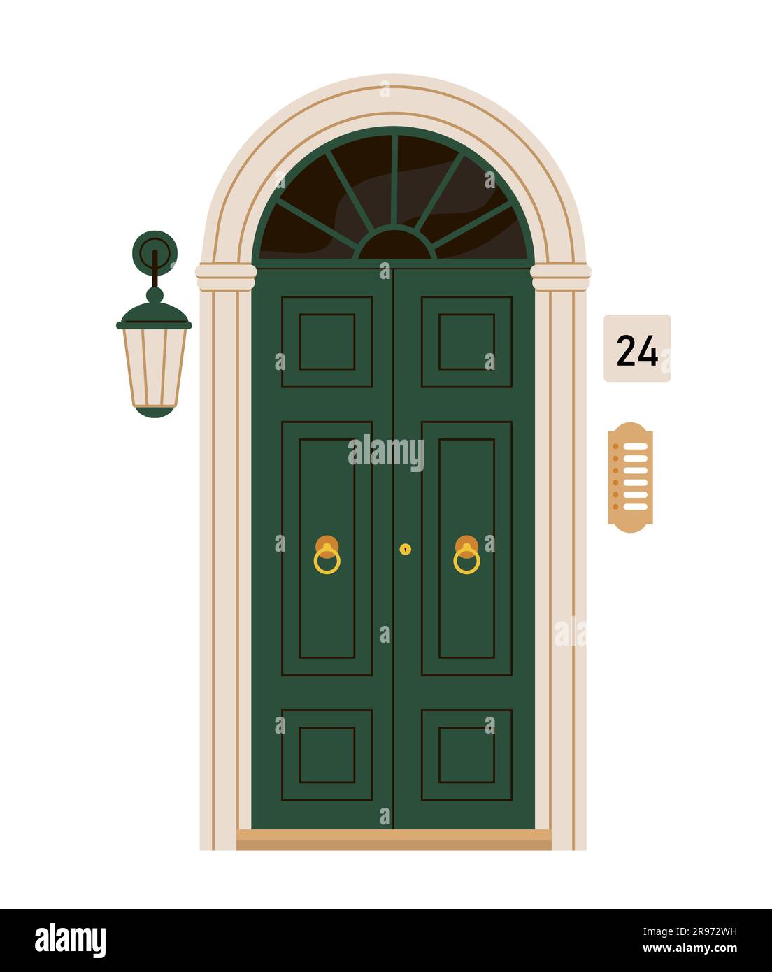 Old green wooden doorway Stock Vector Images - Alamy