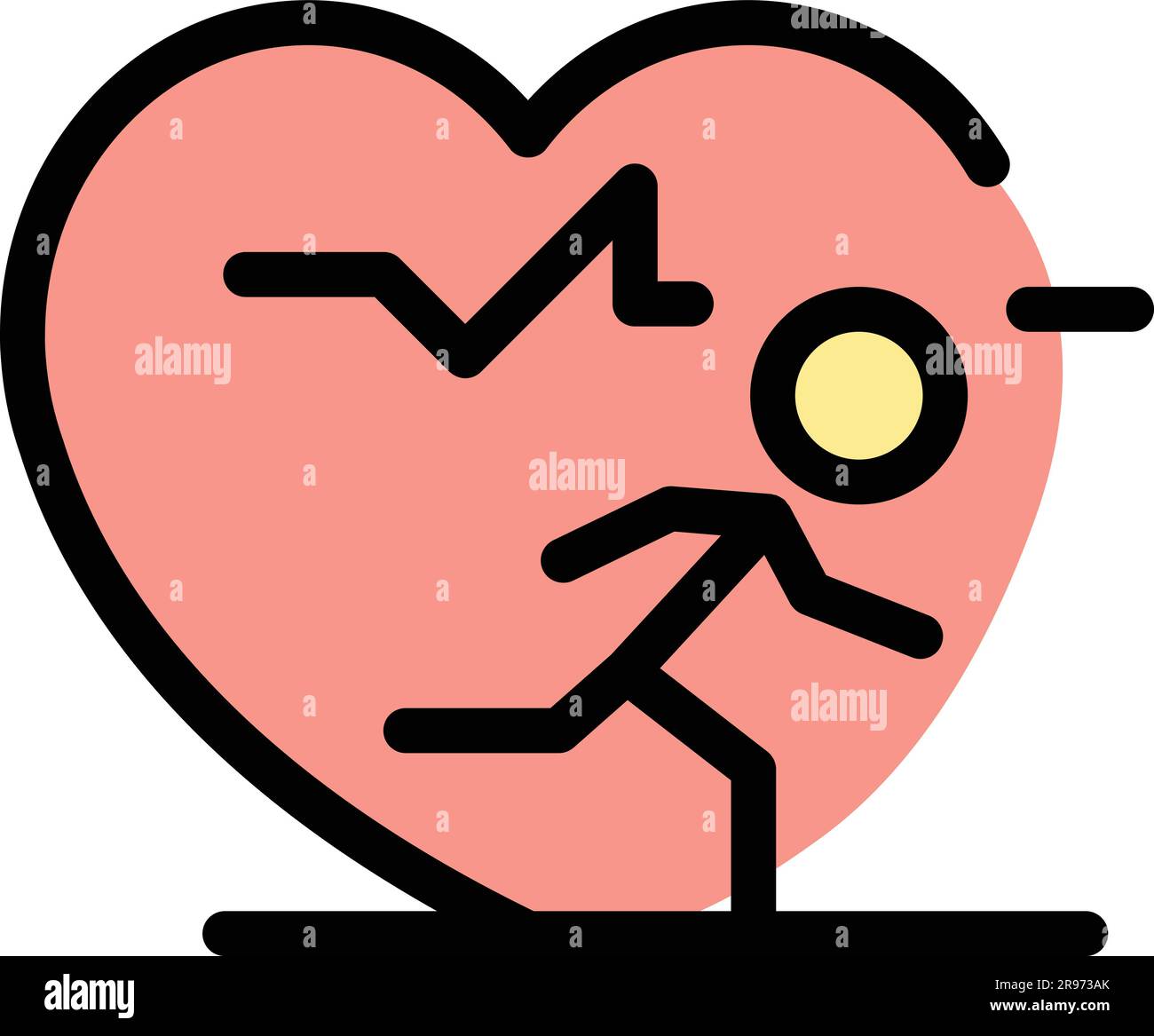 Runner heart rate icon. Outline Runner heart rate vector icon for web ...