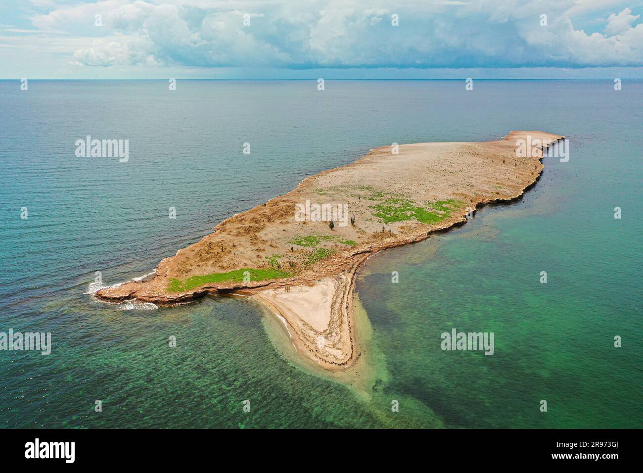 La Raza Island in bay San Carlos Sonora, Mexico. The island of La Raza is volcanic in the Gulf ...