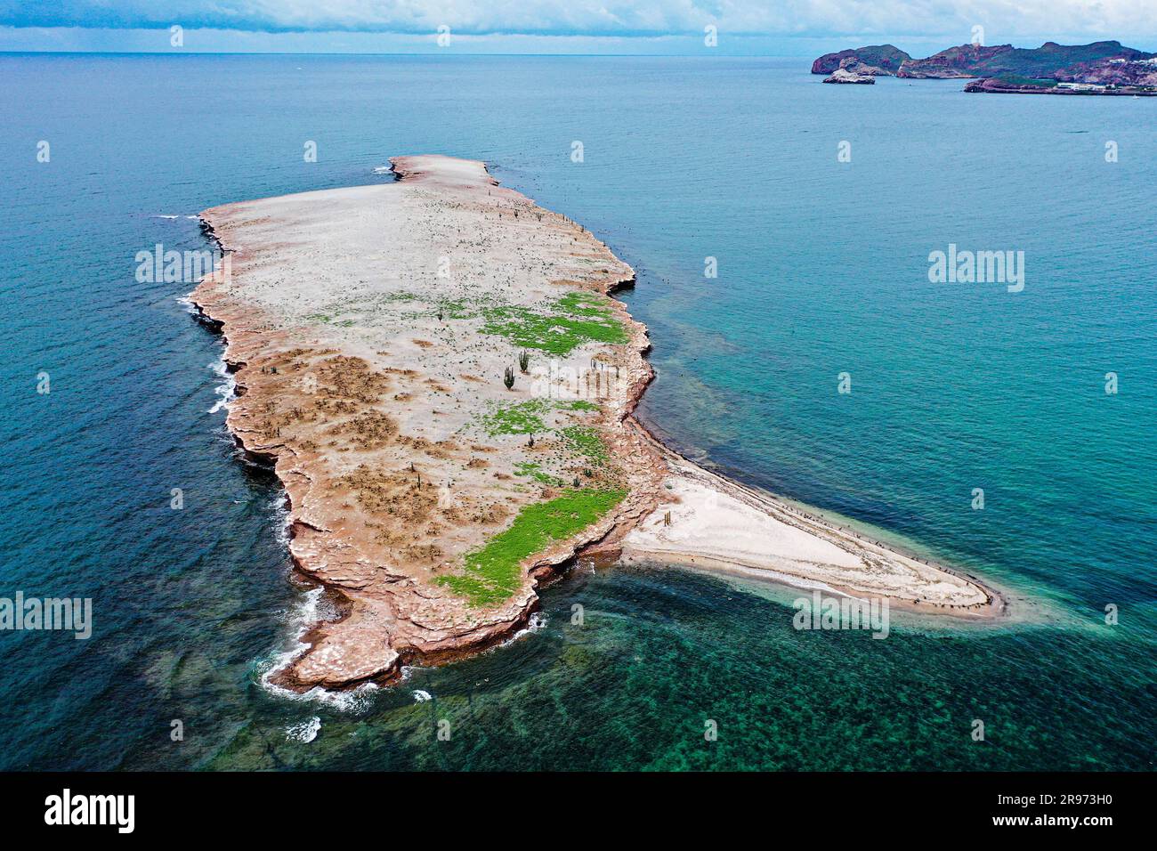 La Raza Island in bay San Carlos Sonora, Mexico. The island of La Raza is volcanic in the Gulf ...