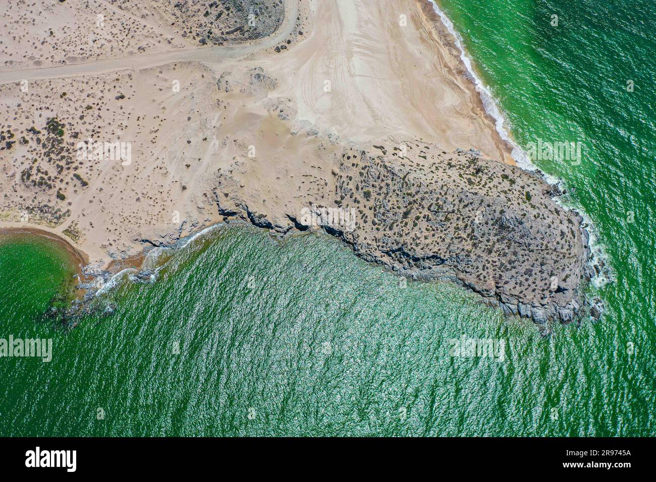 San Nicolas beach and sand dunes next to the desert of Sonora, Mexico ...