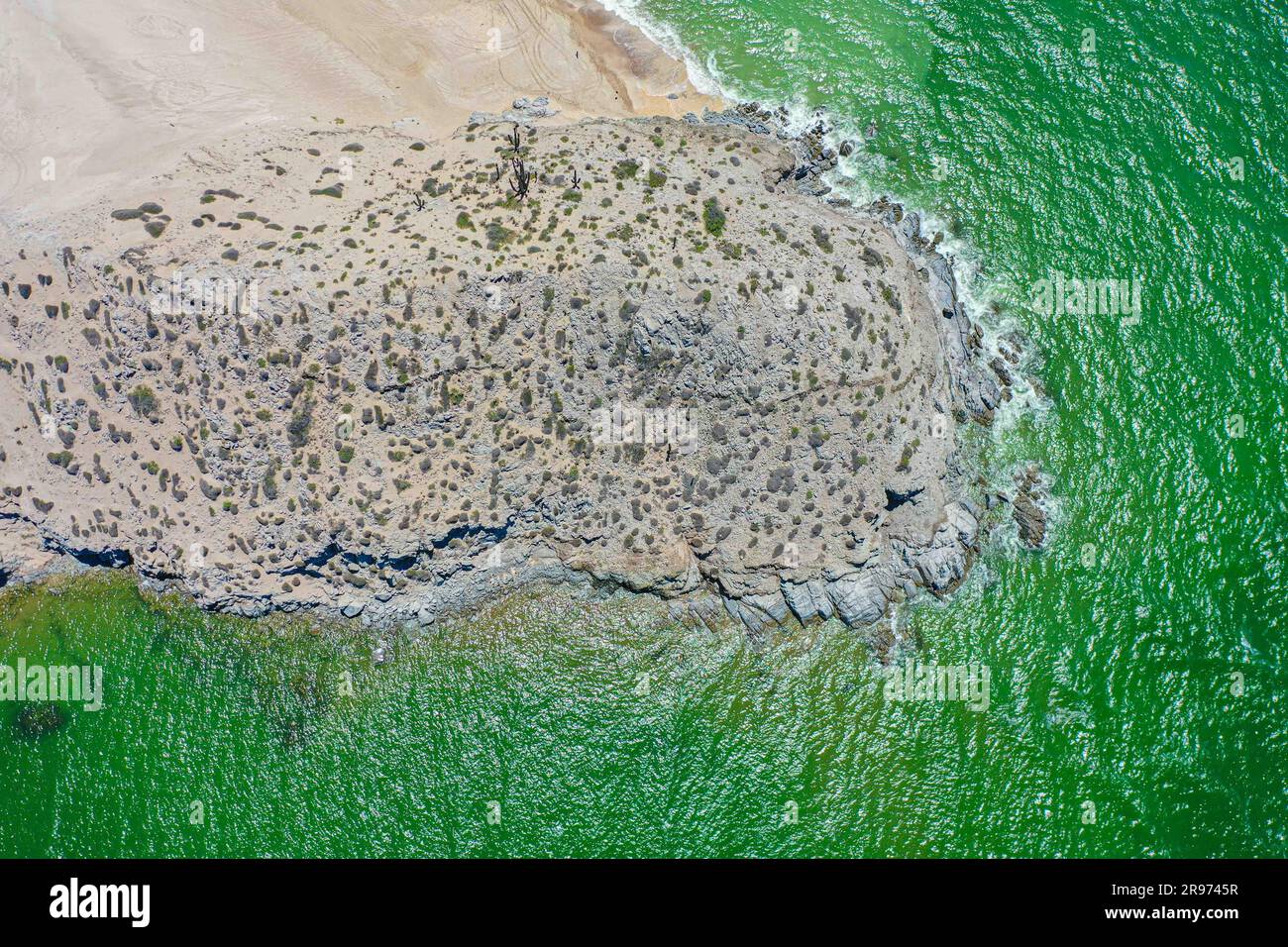 San Nicolas beach and sand dunes next to the desert of Sonora, Mexico ...