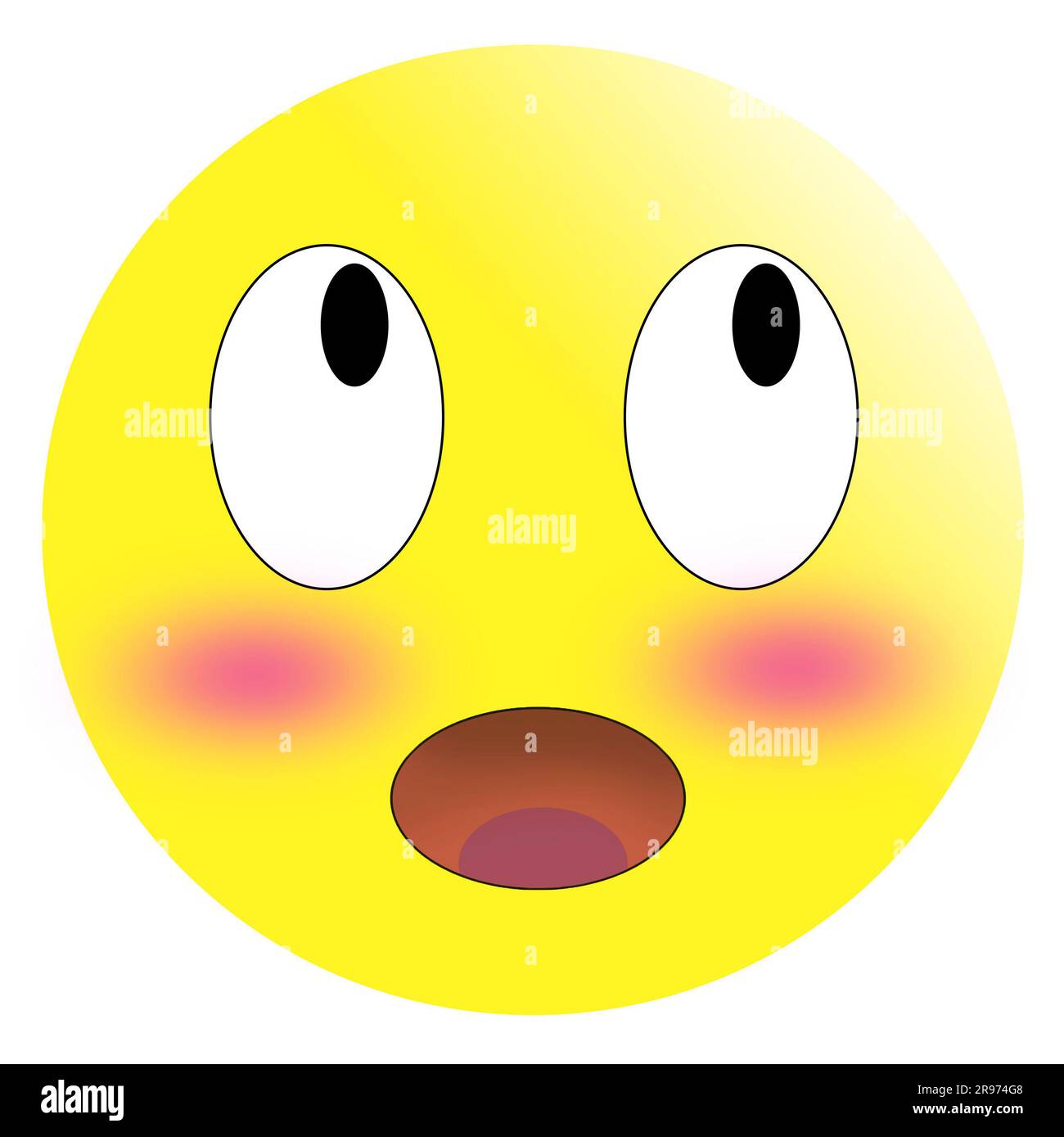 Embarrassed Emoticon with reddened red cheeks on a white background ...