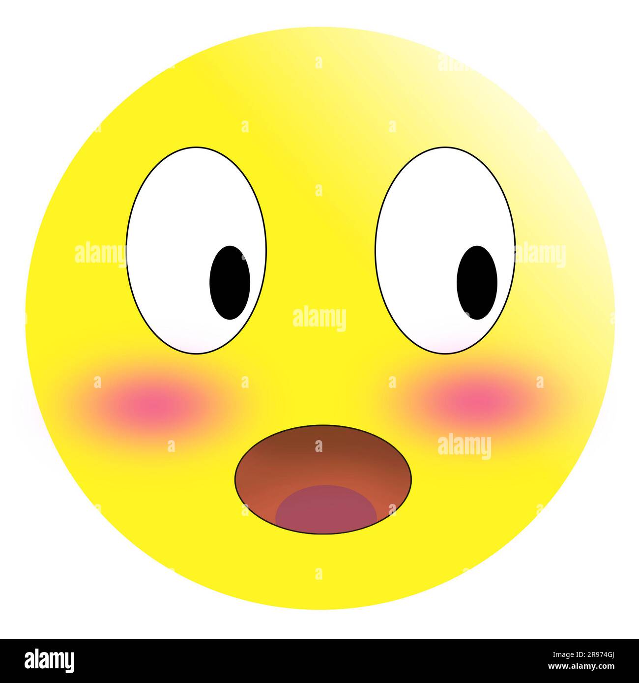 Embarrassed Emoticon with reddened red cheeks on a white background ...