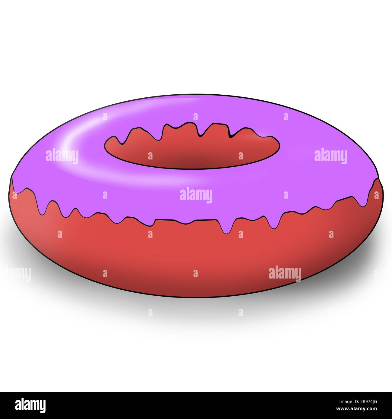 Sweet and beautiful multi-colored donut, illustration, on a white ...