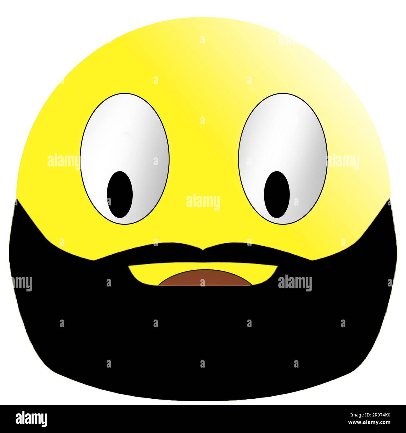 Yellow smiling emoticon with black beard isolate on white background Stock Photo - Alamy