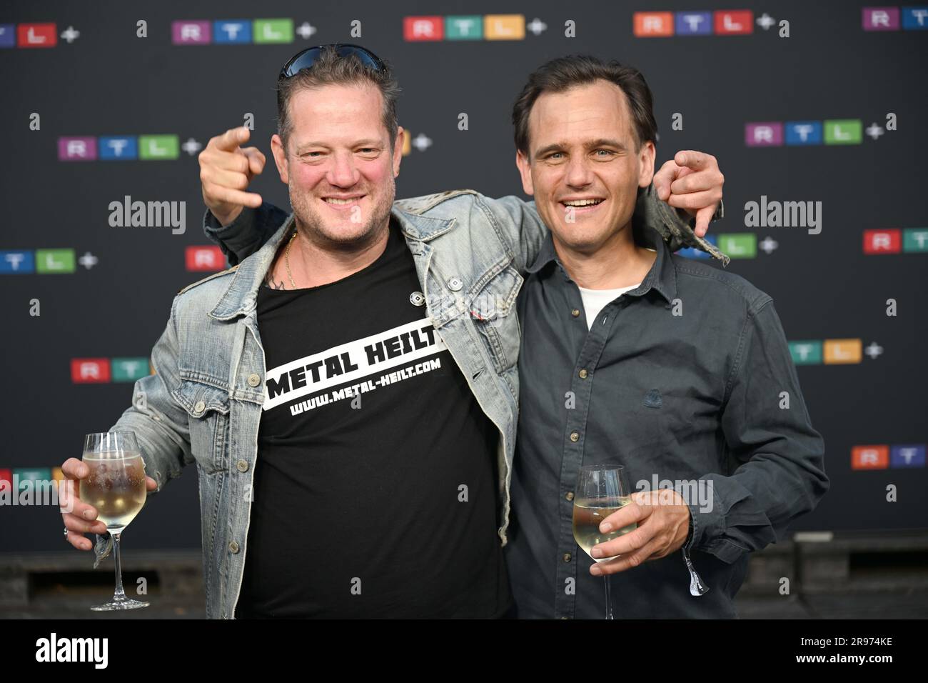 Munich, Germany. 24th June, 2023. Actors Aurel Manthei (l) and Peter ...