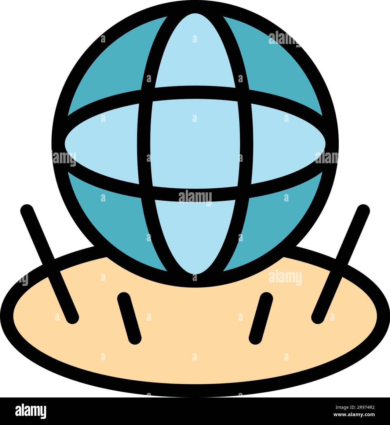 Globe hologram projection icon. Outline Globe hologram projection ...