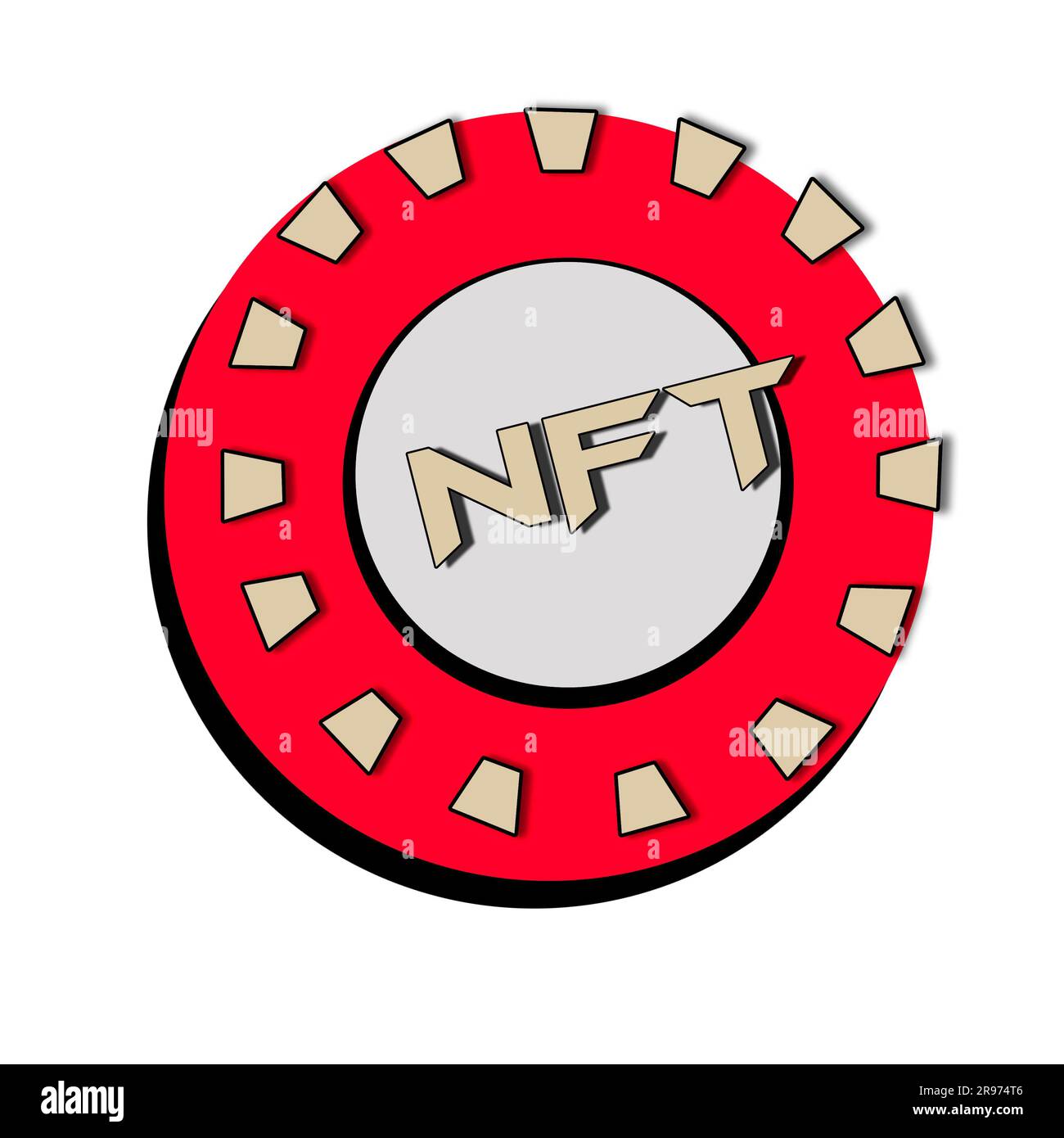 nft red playing chip on white background isolate with shadow Stock ...
