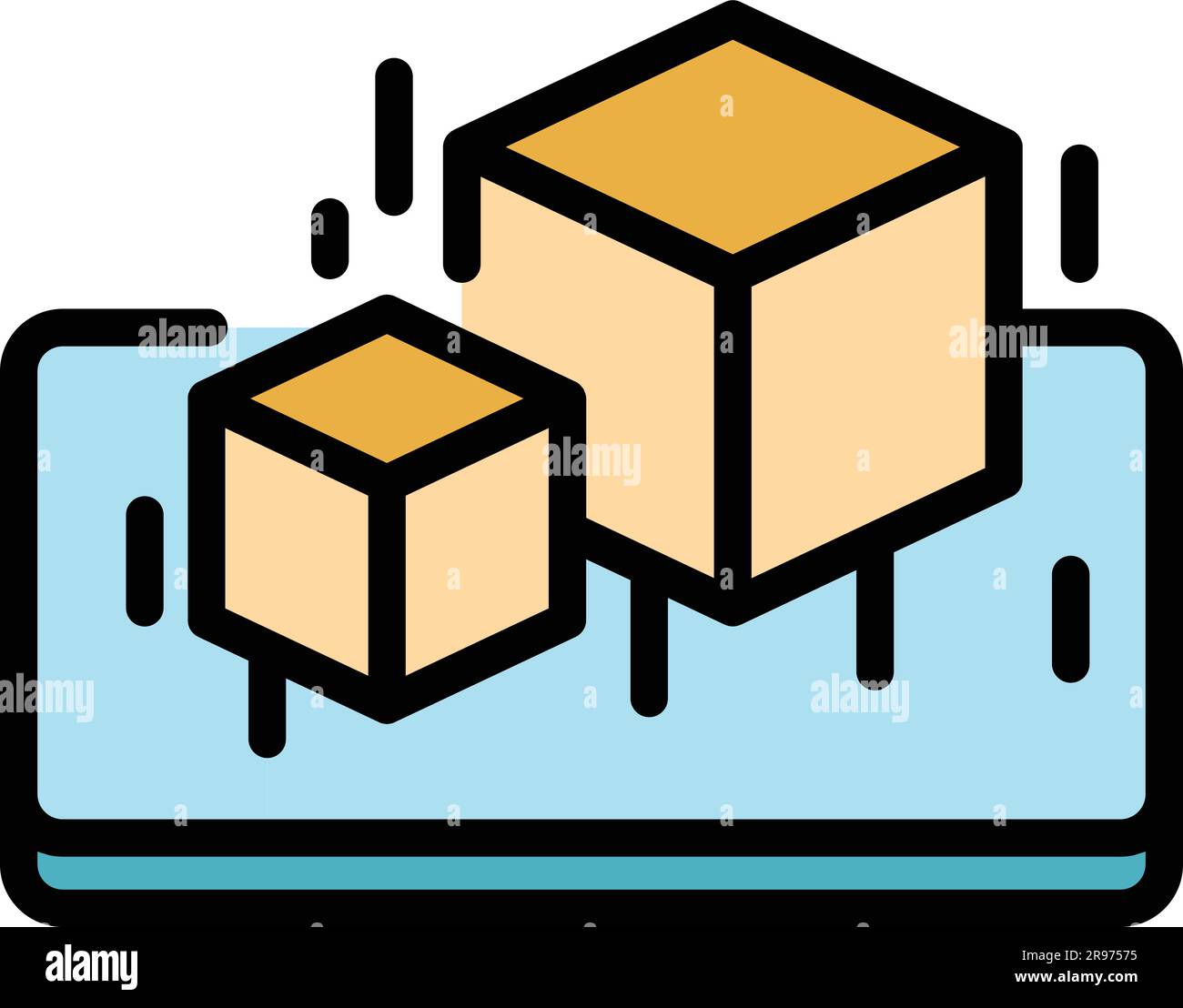 Geometrical hologram projection icon. Outline Geometrical hologram ...