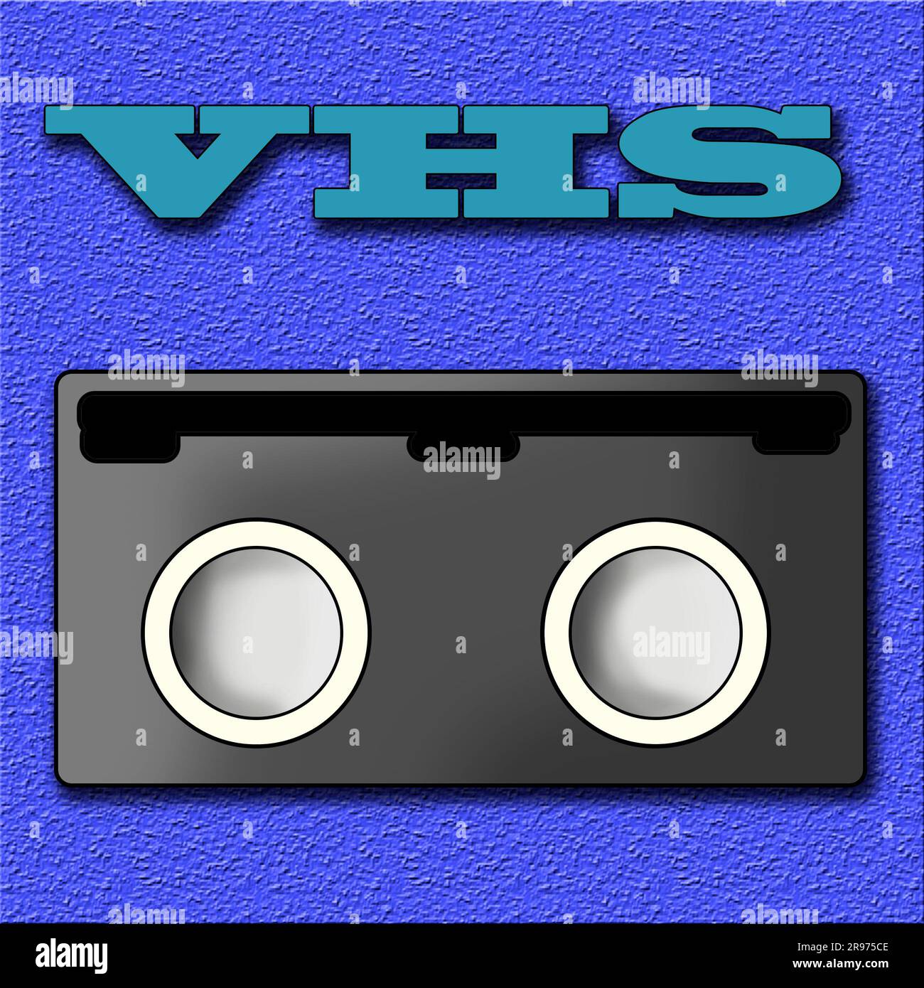 Bright and colorful 1990s retro synth wave themed old black VHS video ...