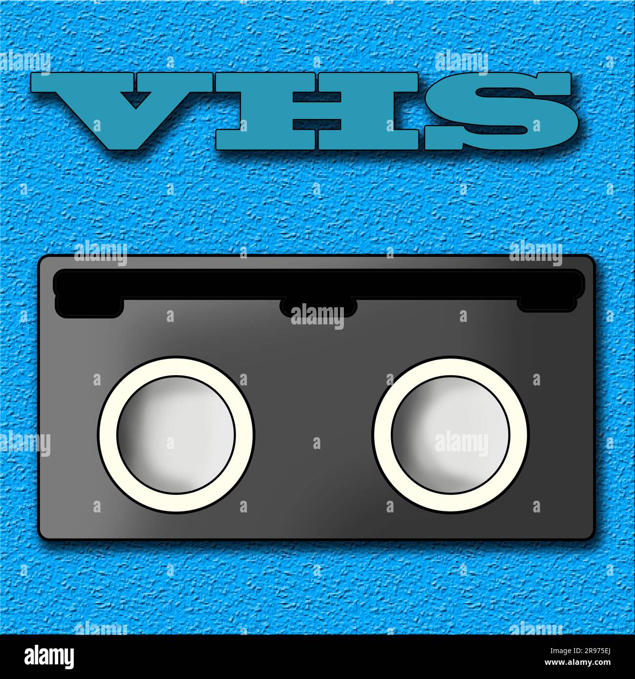 Bright and colorful 1990s retro synth wave themed old black VHS video ...