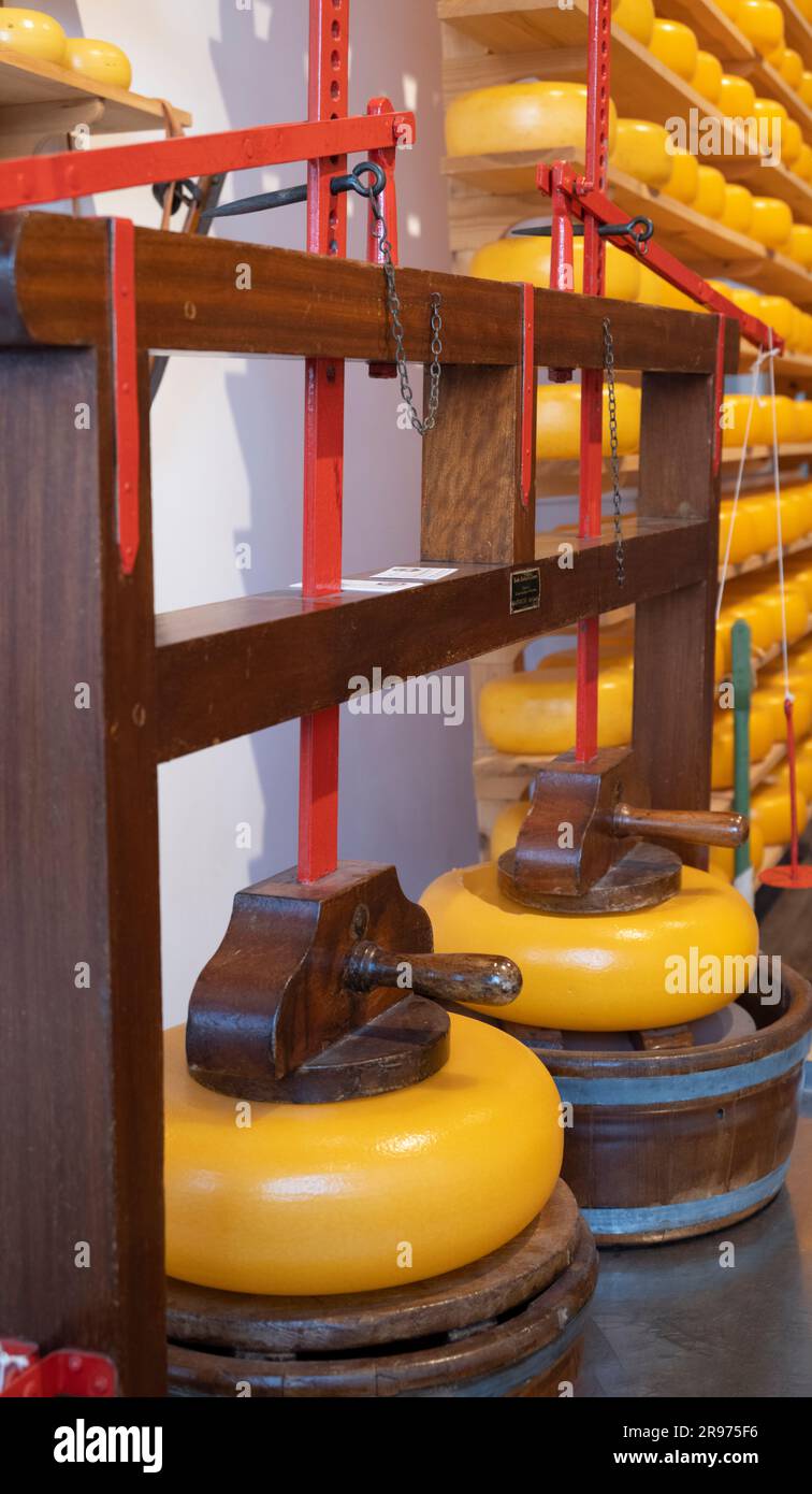small Henri Willig cheese museum in Amsterdam showing cheese press ...