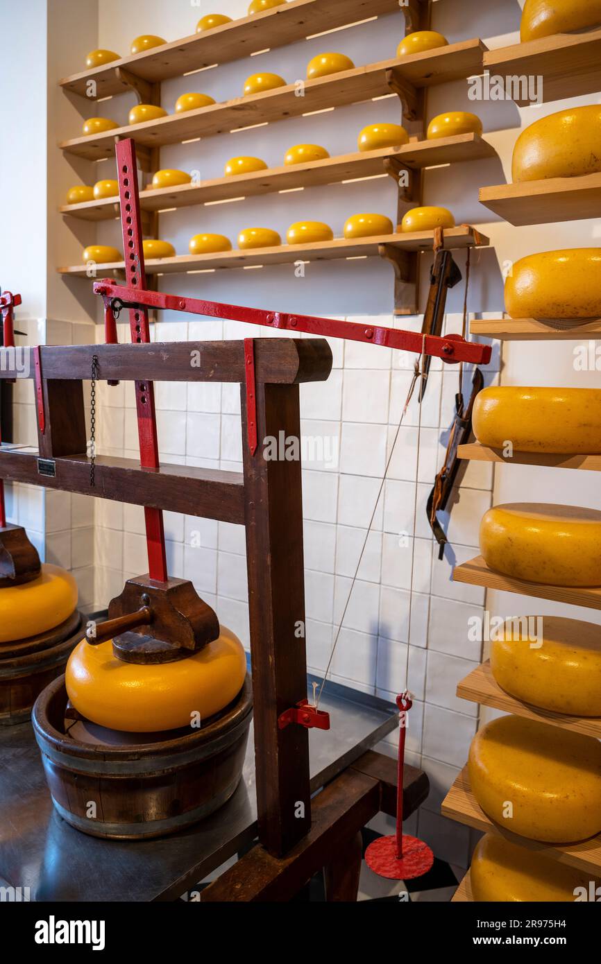 small Henri Willig cheese museum in Amsterdam showing cheese press ...