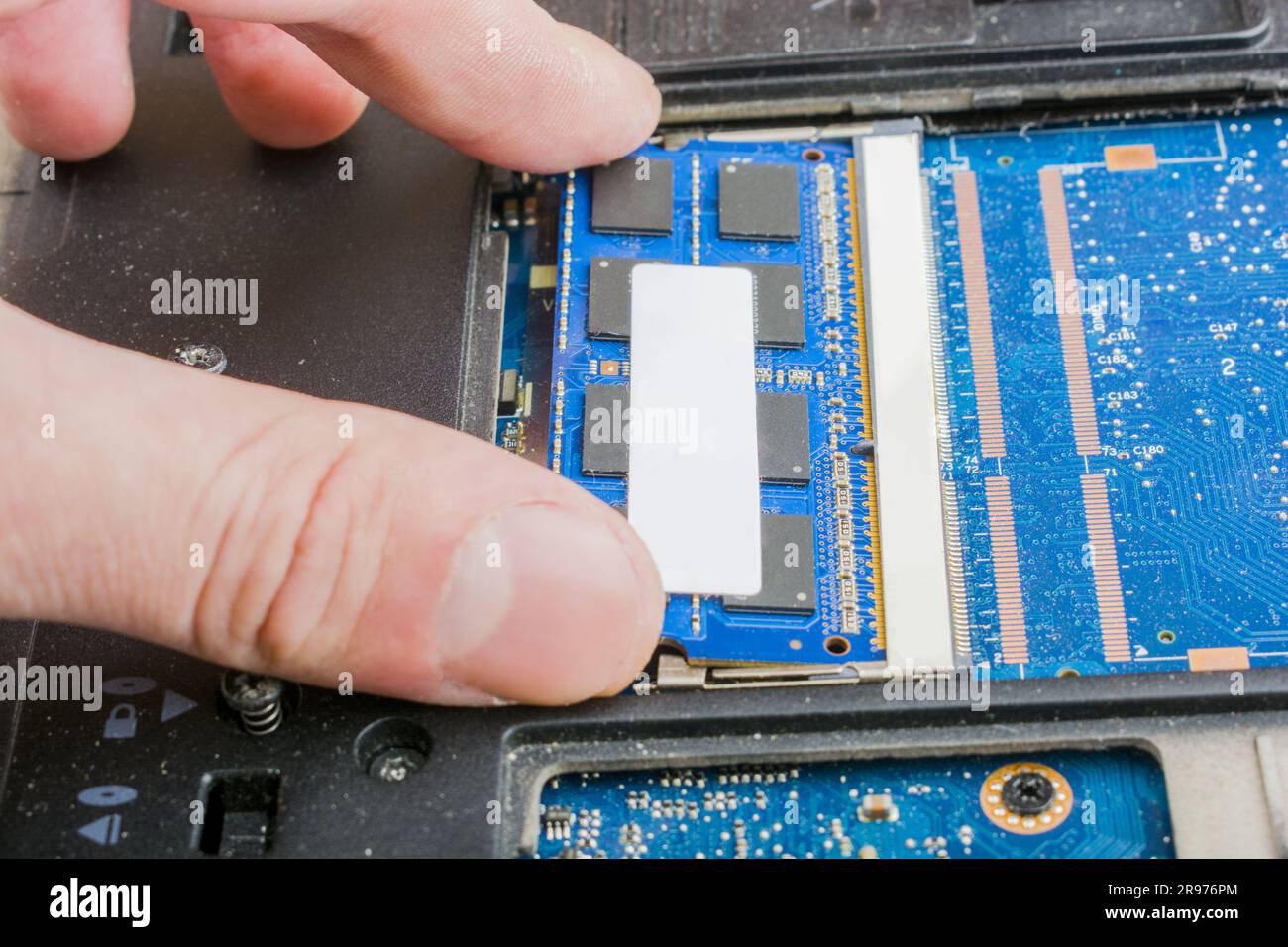 cyber data attack concept : broken laptop ,crash motherboard ,memory ...