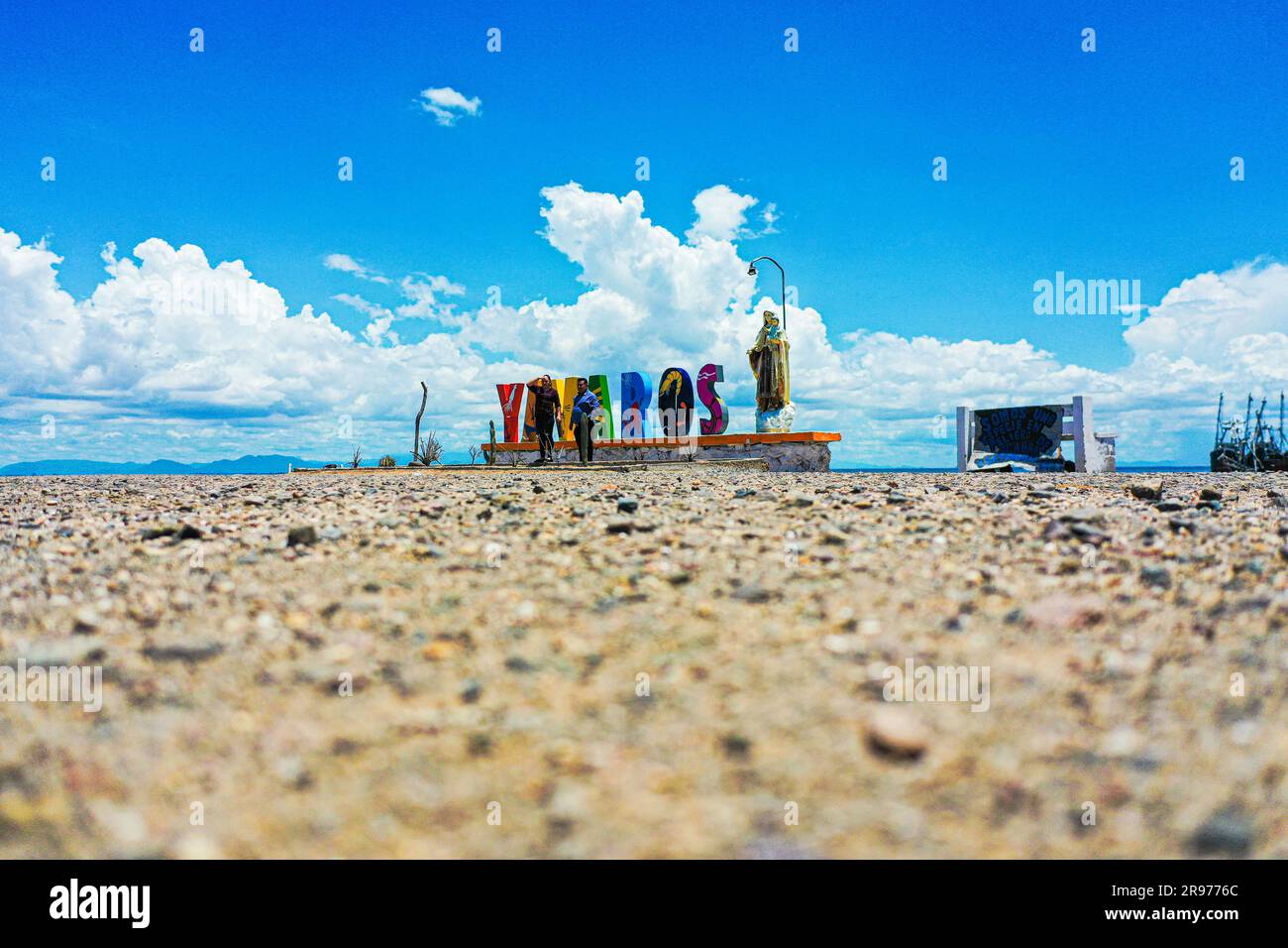 Monumental letters of colors in the sea port and Yavaros bay. Yavaros ...
