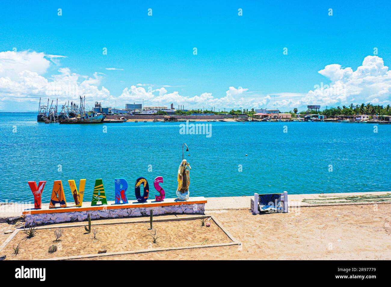Monumental letters of colors in the sea port and Yavaros bay. Yavaros ...